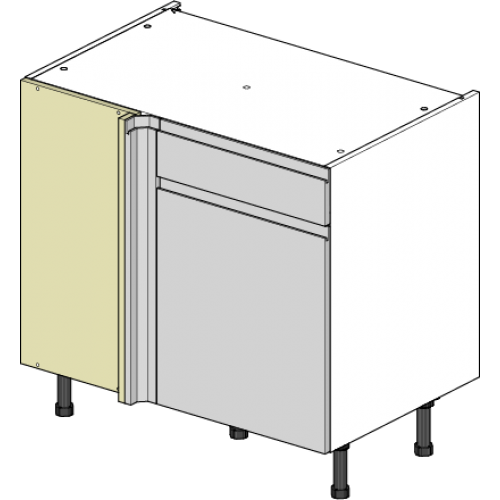 JMWH-DCBUJ900L: Handleless Matt White 900 Drawerline Corner Base J-Pull ...