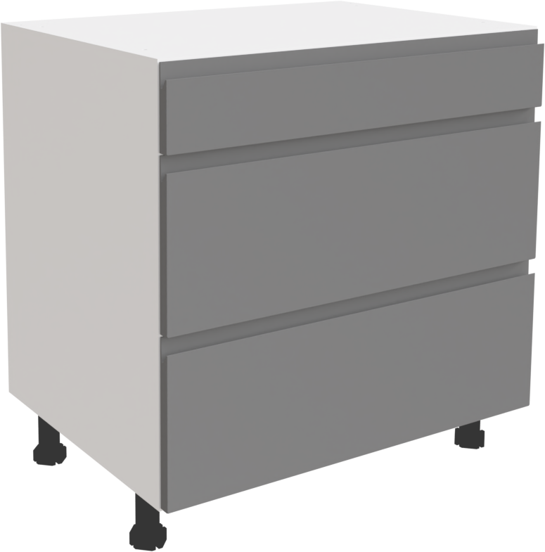 800mm Handleless Matt Dust Grey Kitchen 3 Drawer Base Unit from Flat ...
