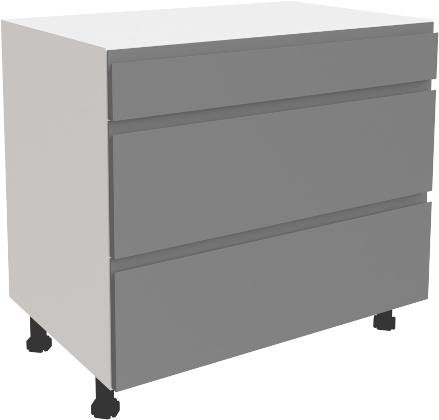 900mm Handleless Matt Dust Grey Kitchen 3 Drawer Base Unit from Flat ...