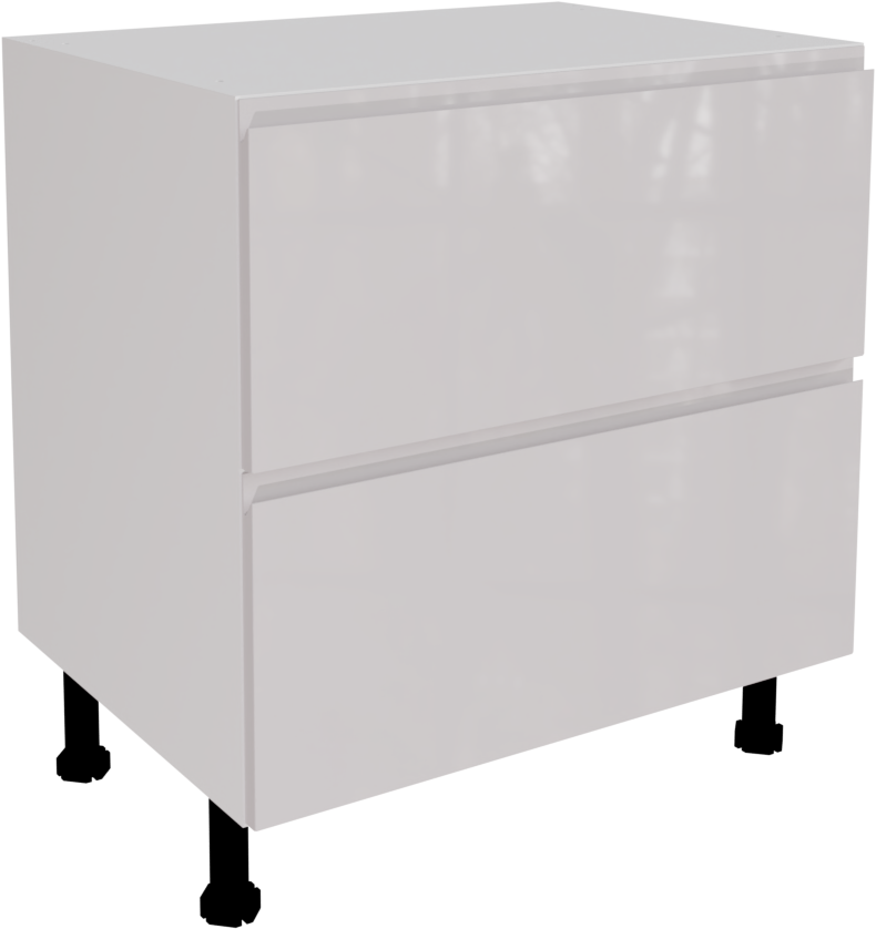 800mm Handleless Gloss White Kitchen 2 Drawer Base Unit from Flat-Pack ...