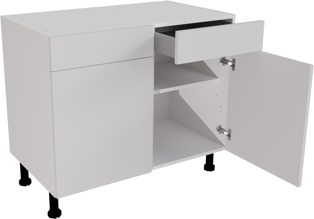 1000mm Plain Slab Matt White Kitchen Drawer Line Base Unit from Flat ...