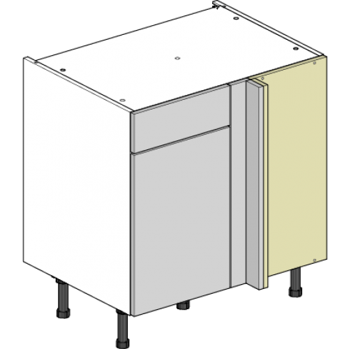 Ora matt Blue 800 Drawerline Corner Base with 400 Door & Drawer (Right ...