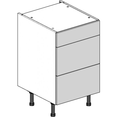 500mm Traditional Matt Mussel Kitchen 3 Drawer Base Unit from Flat-Pack ...